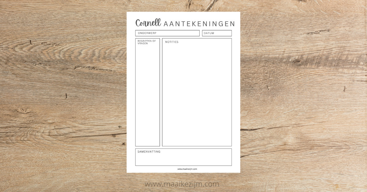 Cornell-methode: aantekeningen maken tijdens de les – Digitaal ...